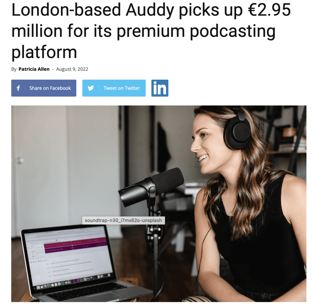 Press Coverage - Auddy's £2.5m Investment Round Closes - Auddy
